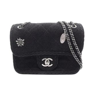Chanel Sac bandouli&egrave;re matelass&eacute; Edelweiss en laine (Pre-owned) - Femme - Pre-owned - Noir - Taille: ONE Size