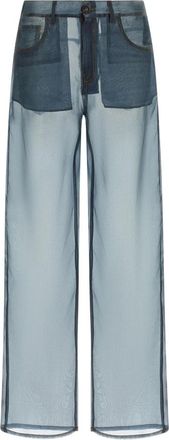 Haikure Femme, Pantalons, Bleu, Taille: W30 Bonnie Pantalon en Soie Semi-transparent