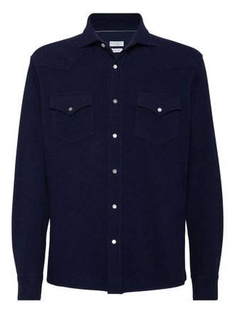 Brunello Cucinelli chemise &agrave; poches poitrine - Bleu