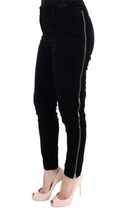 Ermanno Scervino Womens Black Viscose Blend Velvet Cropped Pants