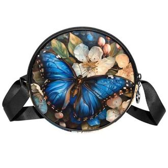 Generic Sac &agrave; bandouli&egrave;re rond pour femme, petit sac &agrave; bandouli&egrave;re avec fermeture &eacute;clair et bretelles r&eacute;glables style d&eacute;contract&eacute; pour femmes et filles