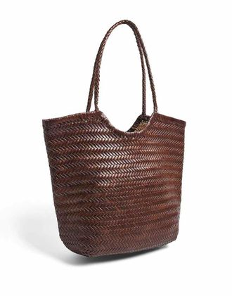 NA-KD Cabas en cuir tress&eacute; - Marron