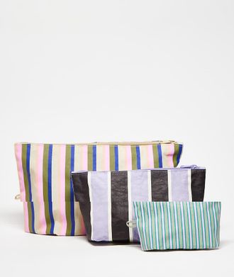 Baggu Go - Lot de 3 pochettes &agrave; rayures-Multicolore