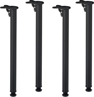 Relaxdays Tischbeine, 4er Set, HxD: 71 x 5 cm, klappbar, Tischf&uuml;&szlig;e f&uuml;r Esstisch, Schreibtisch, Eisen, Klappf&uuml;&szlig;e, schwarz