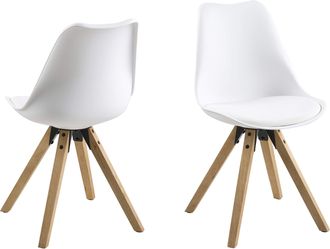 AC Design Furniture 63528 Stuhl Nadia 2-er Set Beine Eichegebeizt, &ouml;lbehandelt, wei&szlig;, B: 48,5 x T:55 x H: 85 cm