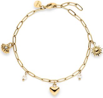 s.Oliver Bracelet - Elegantes Armband aus poliertem Edelstahl - gold - Gliederkette verstellbar bis 21 cm - wasserfest & hautfreundlich