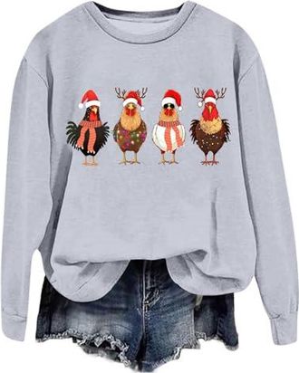 Generic Pull Moche Noel Femme Pull Noel Drole Sweatshirt Ample a Col Rond Imprimé de Noël pour Femme