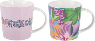 Maxwell & Williams DX1282 Kaffee-Tassen Set 2 tlg 380 ml - Be Fierce - 2x Porzellan, Spruch & Motiv bunt, Geschenkbox