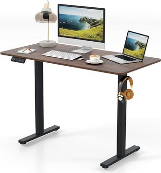 Giantex H&ouml;henverstellbarer Schreibtisch Elektrisch, 120 x 60 cm Computertisch mit Memory-Funktion, Steh-Sitz Tisch mit Kopfh&ouml;rerhalter, Stehpult f&uuml;r Homeoffic