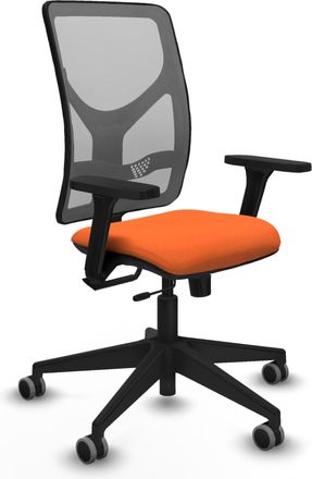 Piqueras y Crespo Stuhl mit Lendenwirbelst&uuml;tze, mit 3D-Armlehnen, ausgestattet mit Syncro/Traslack und Schneideschaum, 65 mm Rollen, Parkett, Grau/Orange