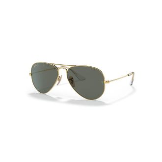 Ray-Ban Aviator Solid Gold Sonnenbrillen Gold Fassung Gr&uuml;n Glas Polarisiert 58-14
