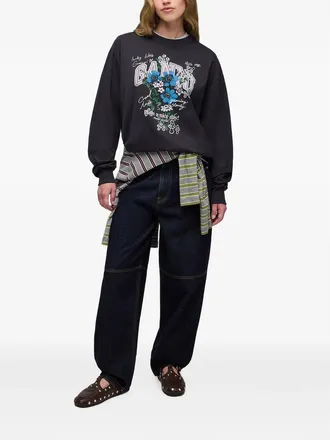 Ganni Floral Print Sweatshirt - Black