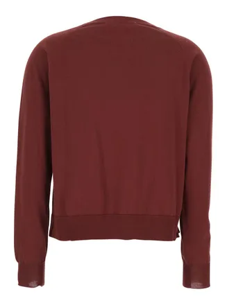 Jucca Womens Crew Neck Cotton Sweater Red Tops Top