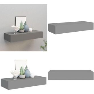 vidaXL Vidaxl - Wandregal mit Schublade Grau 60x23,5x10 cm mdf - Wandregal - Regal Mit Schublade - Nachttisch - Wohnzimmerdeko - Schlafzimmereinrichtung