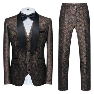 Generic Costume 3 pièces pour Homme, Coupe Slim, Style Smoking, idéal pour Un Bal de Promo ou Un Mariage. Veste, Gilet et Pantalon à Motifs Cachemire, Couleur