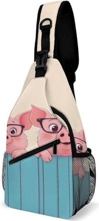 Generic Sacoche Tactique Deux cochons rigolos Durable Sac Bandouli&egrave;re L&eacute;ger Sac &agrave; Dos Militaire pour Cyclisme Femme &eacute;cole