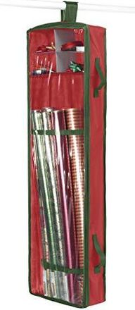 Whitmor Organiseur pour emballage cadeau, coton enduit acrylique, rouge, 109,2 x 38,1 x 12,7 cm