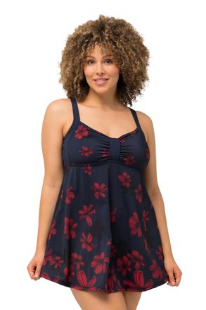 Ulla Popken Damen große Größen Übergrößen Plus Size Badekleid, Blüten, Softcups, Träger verstellbar Marine 44 827038130-44