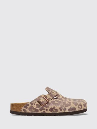 Birkenstock Sabots Boston en su&egrave;de &agrave; imprim&eacute; animalier avec bride