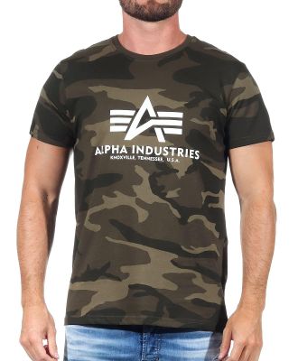 Alpha Industries Alpha Industries Basic T-Shirt Camo für Herren Olive Camo