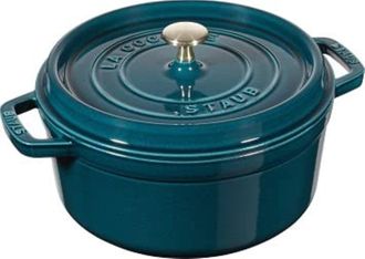 Staub Gusseisen Bräter/Cocotte, Rund 24 cm, 3,8 L, Aromaregen Funktion für optimale Befeuchtung, Für alle Herdarten inkl. Induktion & Backofen, La Mer