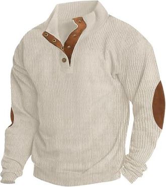Generic DENGJIAMY Sweat-shirt doublé en polaire pour homme Polo classique uni à manches longues chaud pour lhiver T-shirt à col tendance pour homme Pull en ve