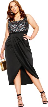 City Chic Damen Plus Size Pailletten Mieder Kleid, Multi, 42