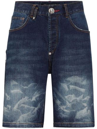 Philipp Plein Jeans-Shorts mit Logo-Applikation - Blau