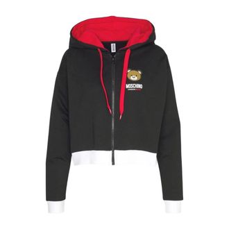 Moschino Teddyb&auml;r Logo Zip-Hoodie - - Sweatshirts & Hoodies - Damen - Schwarzk - M