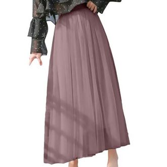 Generic Maxi jupe en maille superpos&eacute;e bordeaux unie, jupe bouffante, bustier pour femme, jupe crayon, jupes pour femme, longueur genou, caf&eacute;, taille unique