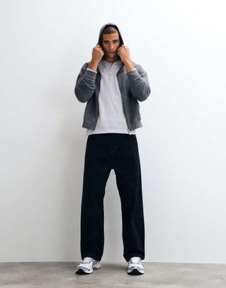 Carhartt Work in Progress Brandon Baggy Loose Straight Fit Denim-Jeans in Schwarz mit Kontrastn&auml;hten