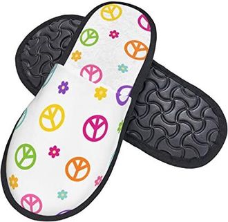 Generic Chaussons Maison Signe De Style De Vie De Paix Lavables Pantoufles Confortable Chaussons Pour Outdoor Voyage Chambre M