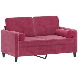 vidaXL Vidaxl - Canapé 2 places avec oreillers bordeaux 120 cm velours