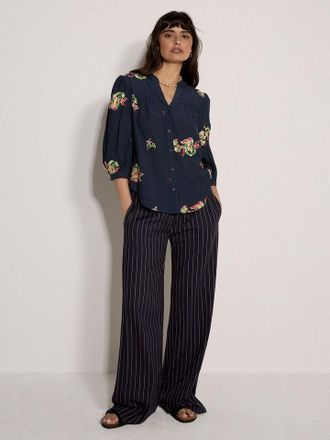 Apricot Blusentop Bluse mit Blumen- und Paisley-Muster mit Stickerei