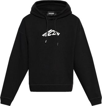 Dsquared2 Cotton Logo Print Hoodie - - Sweatshirts & Hoodies - Herren - Schwarzk - M