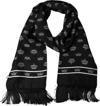 Dolce & Gabbana Crown-Motif Silk Scarf - Black