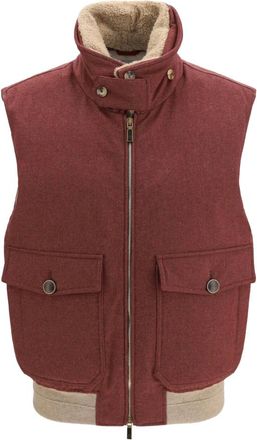 Brunello Cucinelli Gilet matelass&eacute; en laine - Homme - Vestes - Rouge - Taille: L