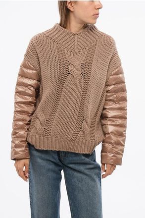 Herno RESORT Hybrid Pullover with Quilted Sleeves size 42