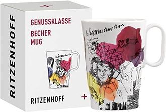 Ritzenhoff 3731004 Kaffee-Tasse 330 ml - Serie Genussklasse Nr. 4 - Porzellan-Becher mit Figurenmotiv - Designerstück