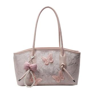 Generic Sac fourre-tout polyvalent en cuir synth&eacute;tique de grande capacit&eacute; avec pendentif pour femme, travail, shopping, voyage, usage quotidien, rose, 400.00x