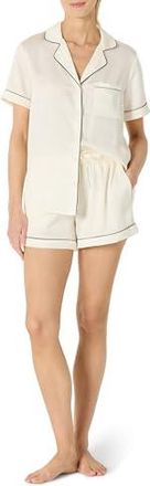 Amazon Essentials Ensemble de Vêtements de Nuit, Short et Haut Boutonné à Manches Courtes en Satin Femme, Ivoire, XXL