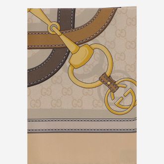 Gucci Printed Silk Twill Scarf - Beige