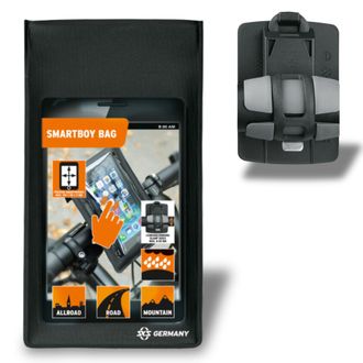 SKS Germany SMARTBOY Handyhalter mit wasserabweisender Tasche (werkzeuglose Montage, f&uuml;r Fahrradlenker oder Kinderwagen, Bedienung &uuml;ber Folie m&ouml;glich), schwarz