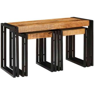 vidaXL Vidaxl - Nestingtisch 3 pcs Massives raues Mangoholz und ein Metall