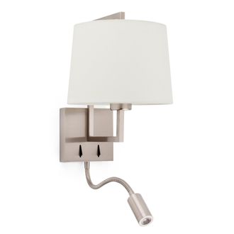 Faro Barcelona Faro Barcelona 20172-02 - FRAME Wandleuchte nickel matt/beige mit LED-Leser