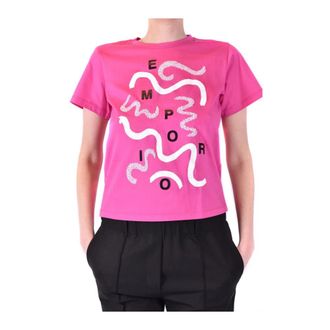Emporio Armani Graphic Logo Tee - - Tops - Damen - Rosa - S