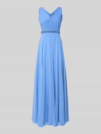 Vera Mont Abendkleid mit V-Ausschnitt und Perlenbesatz