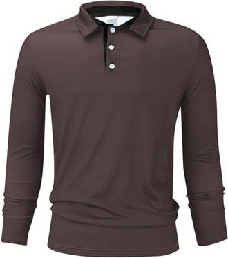 Generic Polo pour homme adulte, t-shirt Henley respirant, grande taille, t-shirt l&eacute;ger &agrave; manches longues, couleur unie, col standard 1/4 de bouton, t-shirt d&eacute;