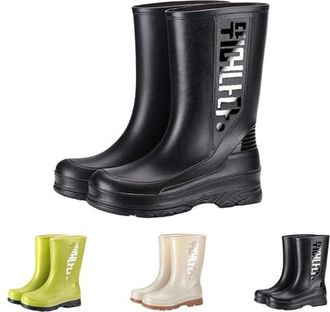 Generic Bottes en caoutchouc pour homme - Bottes de pluie mi-mollet confortables et antidérapantes - Bottes de pluie Chelsea imperméables - Chaussures de plui