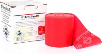 Theraband Latexfreies &Uuml;bungsband 22,85 m Rot | Mittel, OneSize
